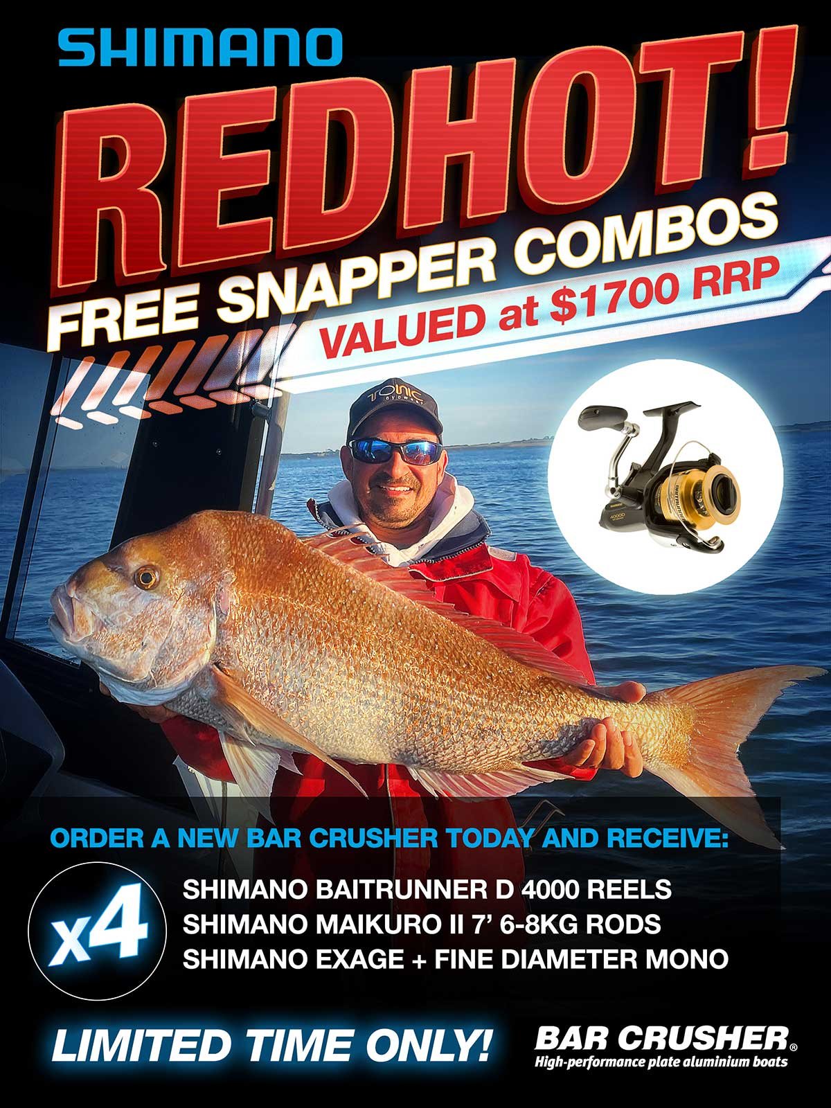 FREE Shimano snapper combos! | Bar Crusher Boats